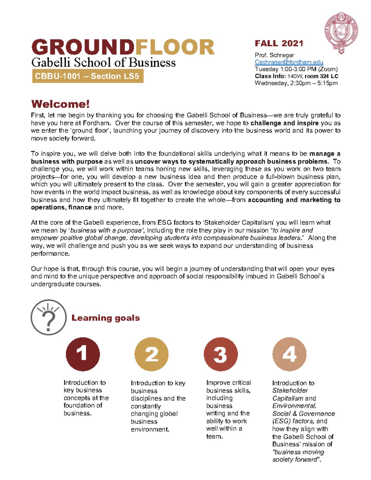 Ground Floor Syllabus - GROUNDFLOOR First, let me begin by thanking you ...