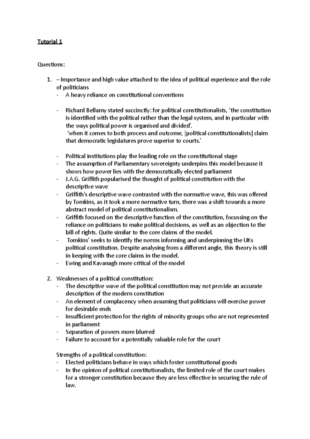 Tutorial 1 - Tutorial 1 Questions: – Importance and high value attached ...