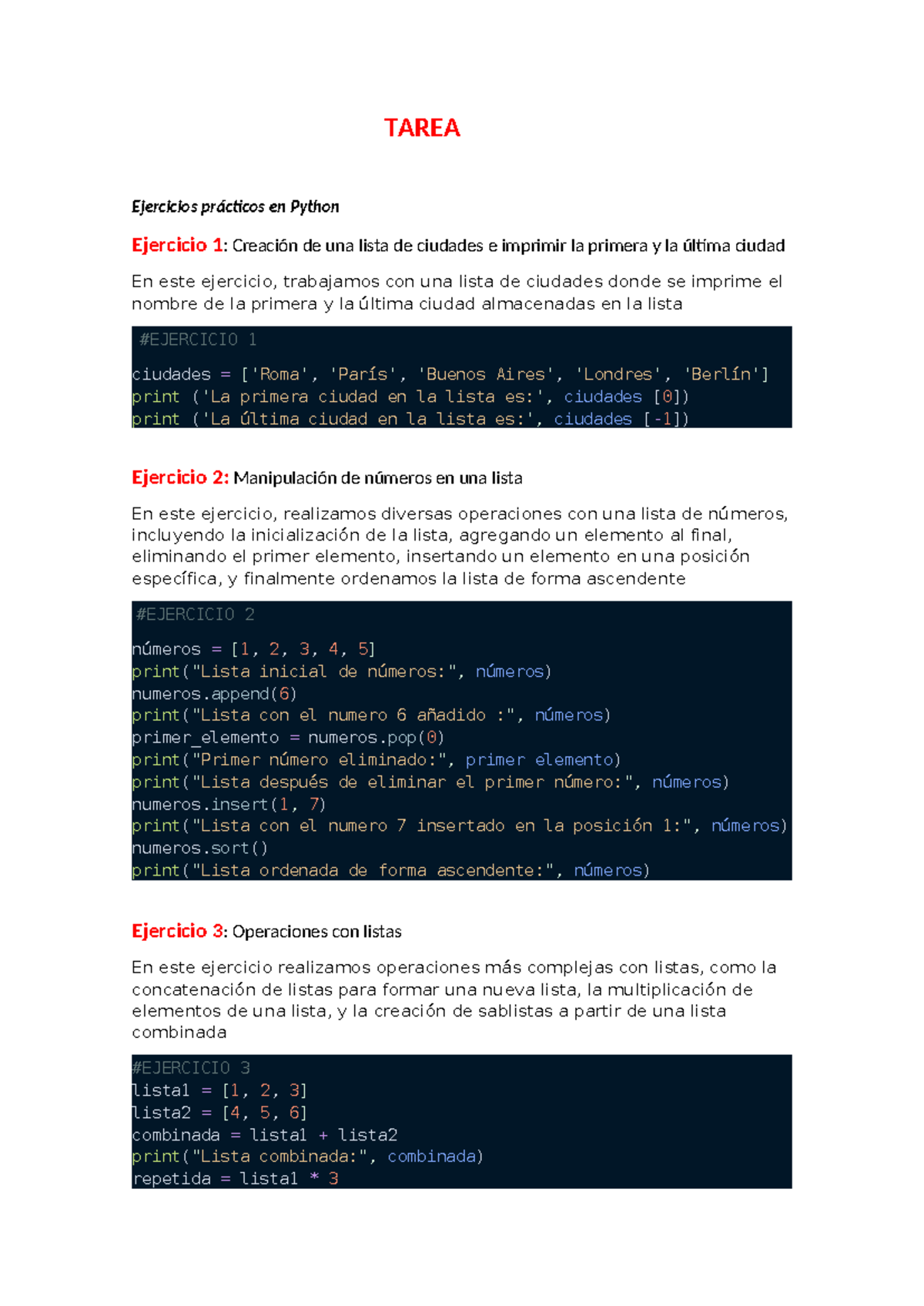 Tarea - informacion academica - TAREA Ejercicios prácticos en Python ...