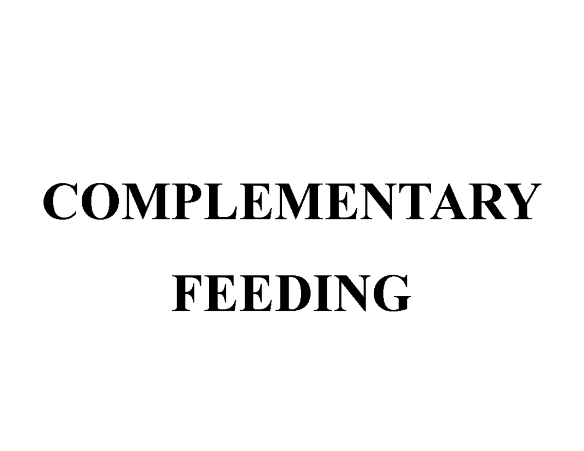 Complementary FEED - COMPLEMENTARY FEEDING PERFORMA FOR LESSON PLAN ...