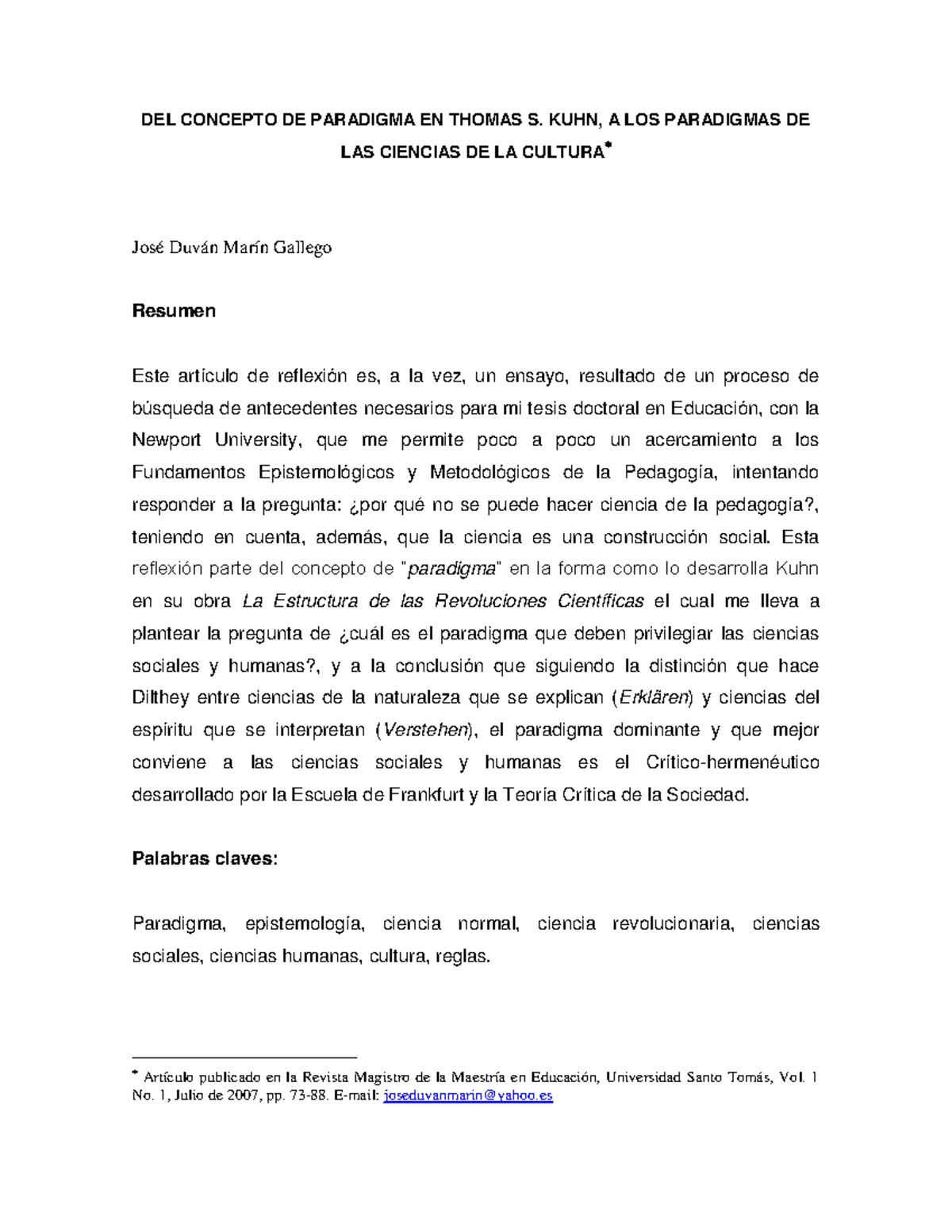 LOS Paradigmas EN Thomas Kuhn pdf - DEL CONCEPTO DE PARADIGMA EN THOMAS ...