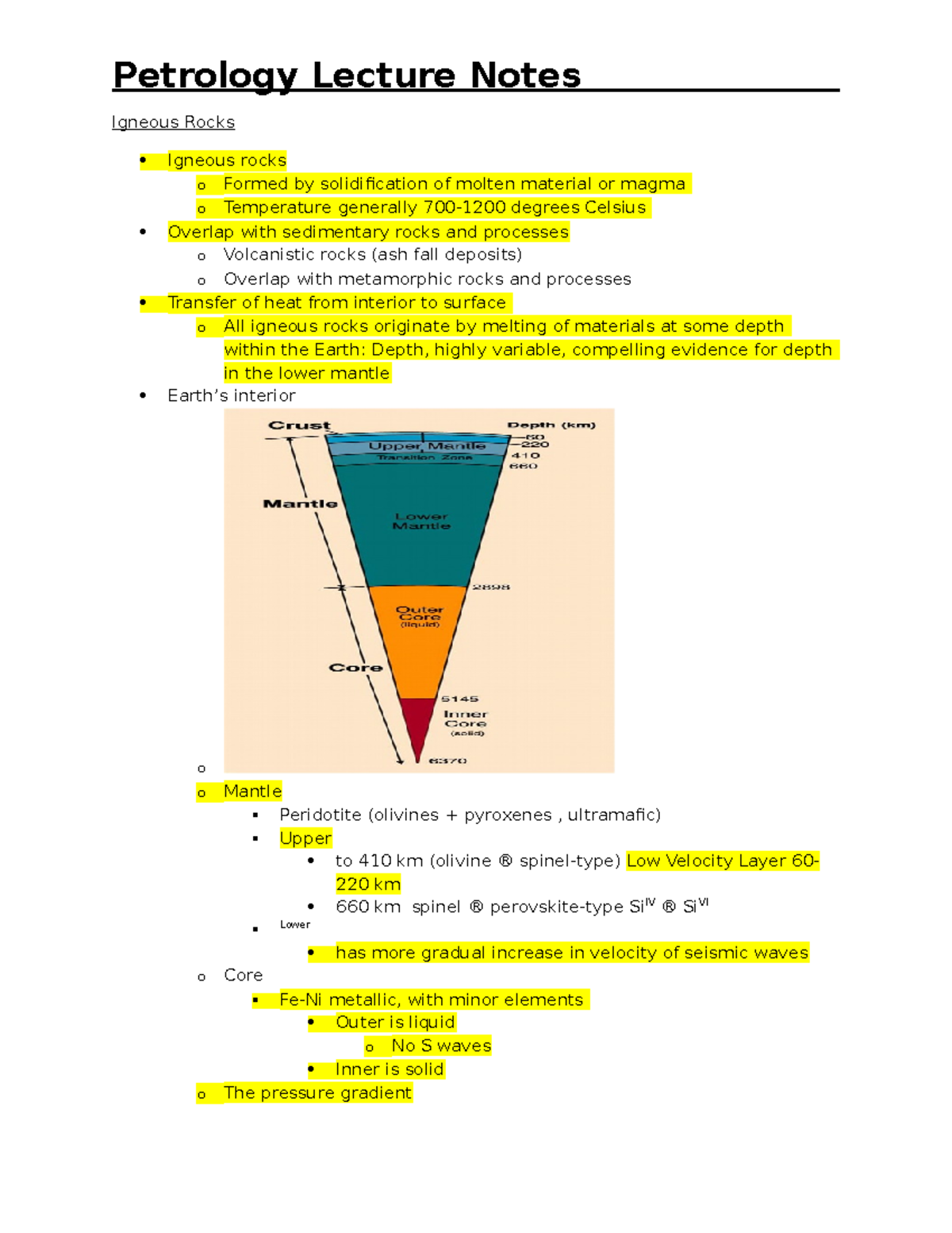 Lecture Notes Petrology - Igneous Rocks Igneous rocks o Formed by ...