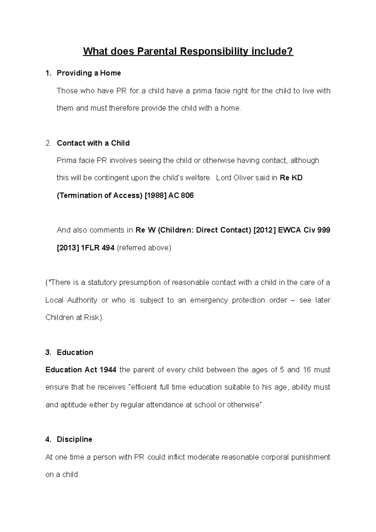 What does Parental Responsibility include - Providing a Home Those who ...