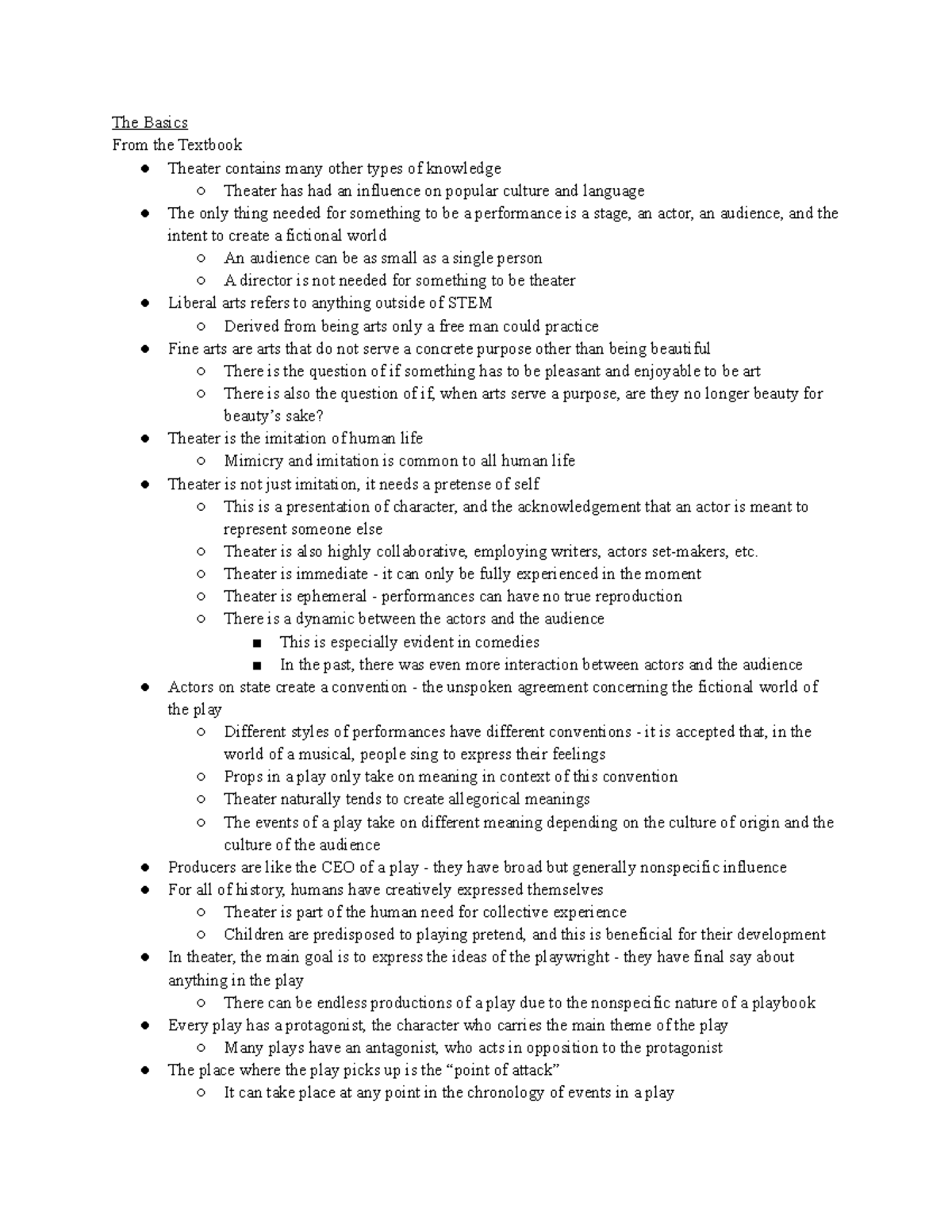 Theater Appreciation Notes - The Basics From the Textbook Theater ...