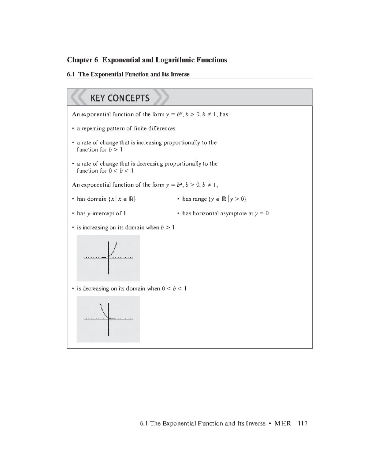 6 1 The Exponential Function and Its Inverse - a) Identify the key ...