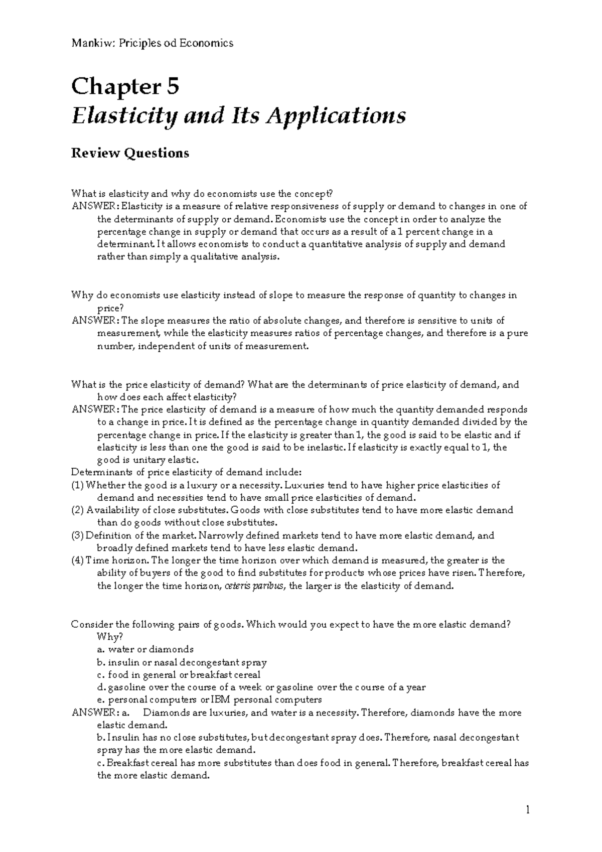 Chap05 qu - Nfjbddjknds - Chapter 5 Elasticity and Its Applications ...