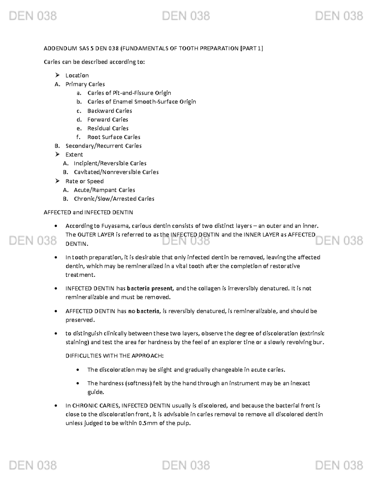 Addendum SAS 5 DEN 038 - Notes about fundamentals of tooth preparation ...