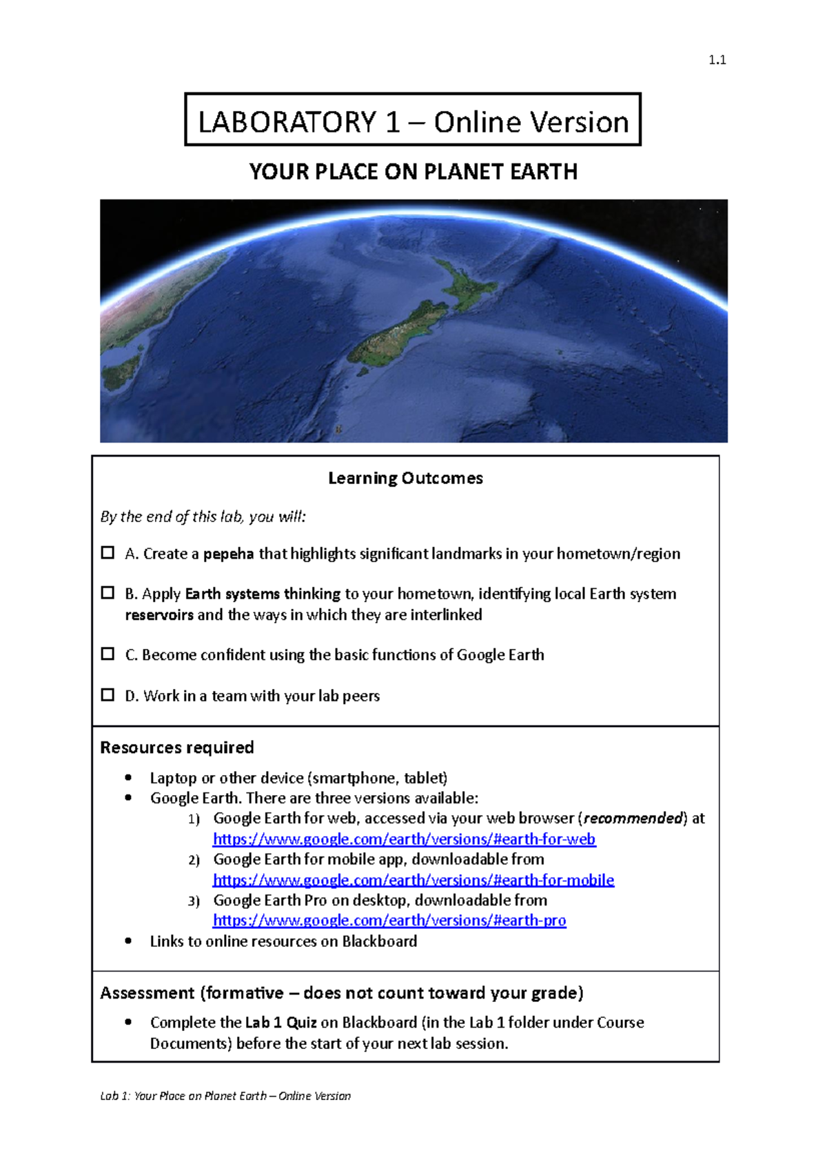 Lab 1 Your Place on Planet Earth Online Version - LABORATORY 1 – Online ...