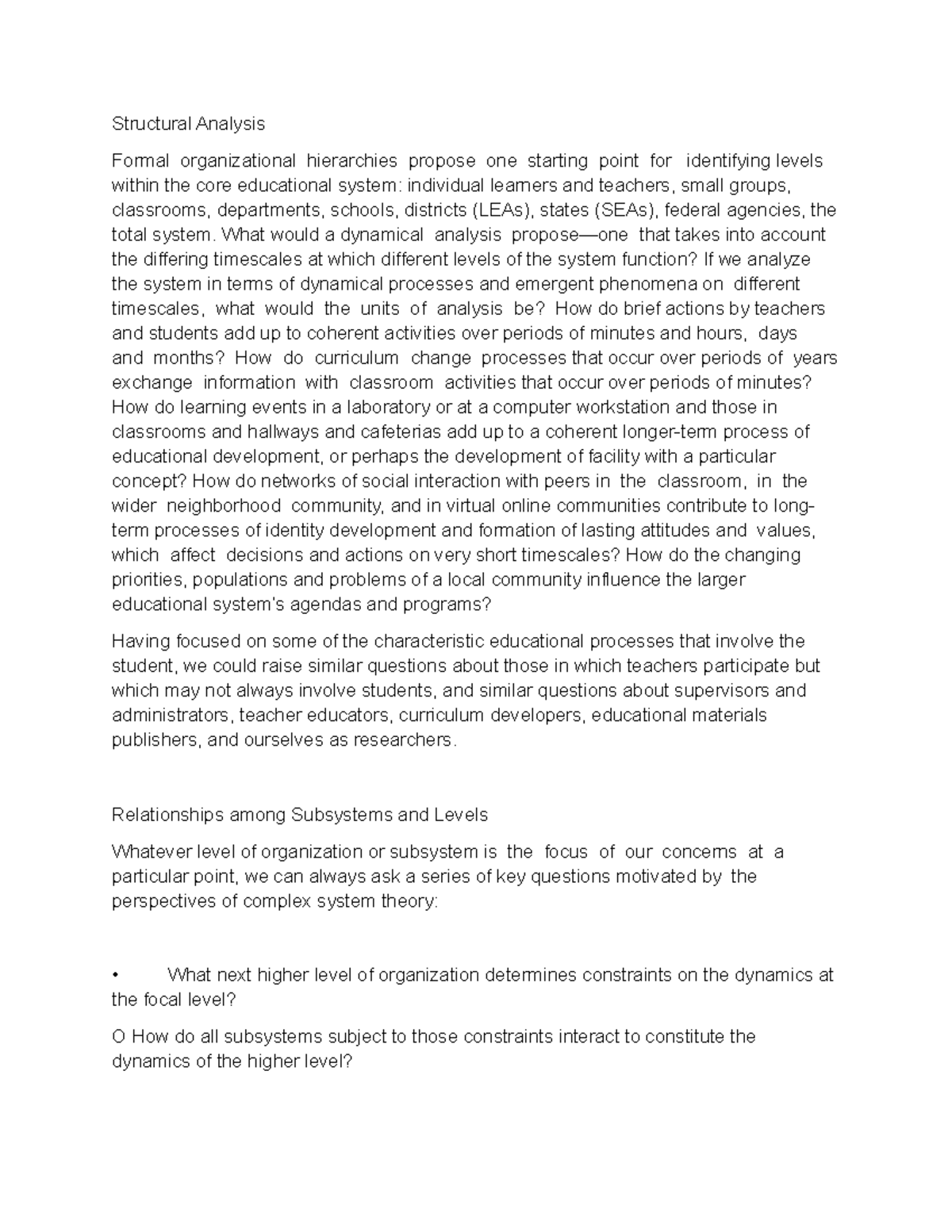 Structural Analysis - Formal organizational hierarchies propose one ...