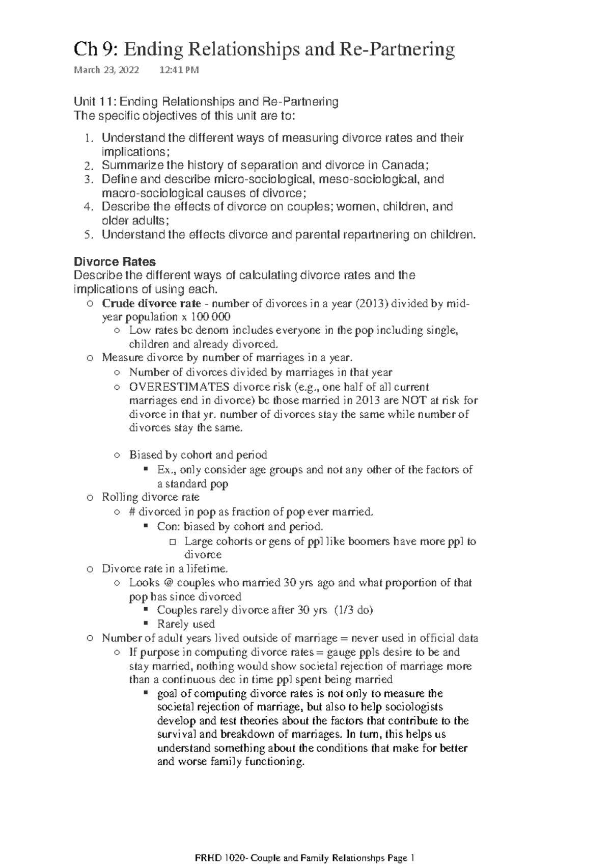 Ch 9 Ending Relationships and Re-Partnering - Unit 11: Ending ...