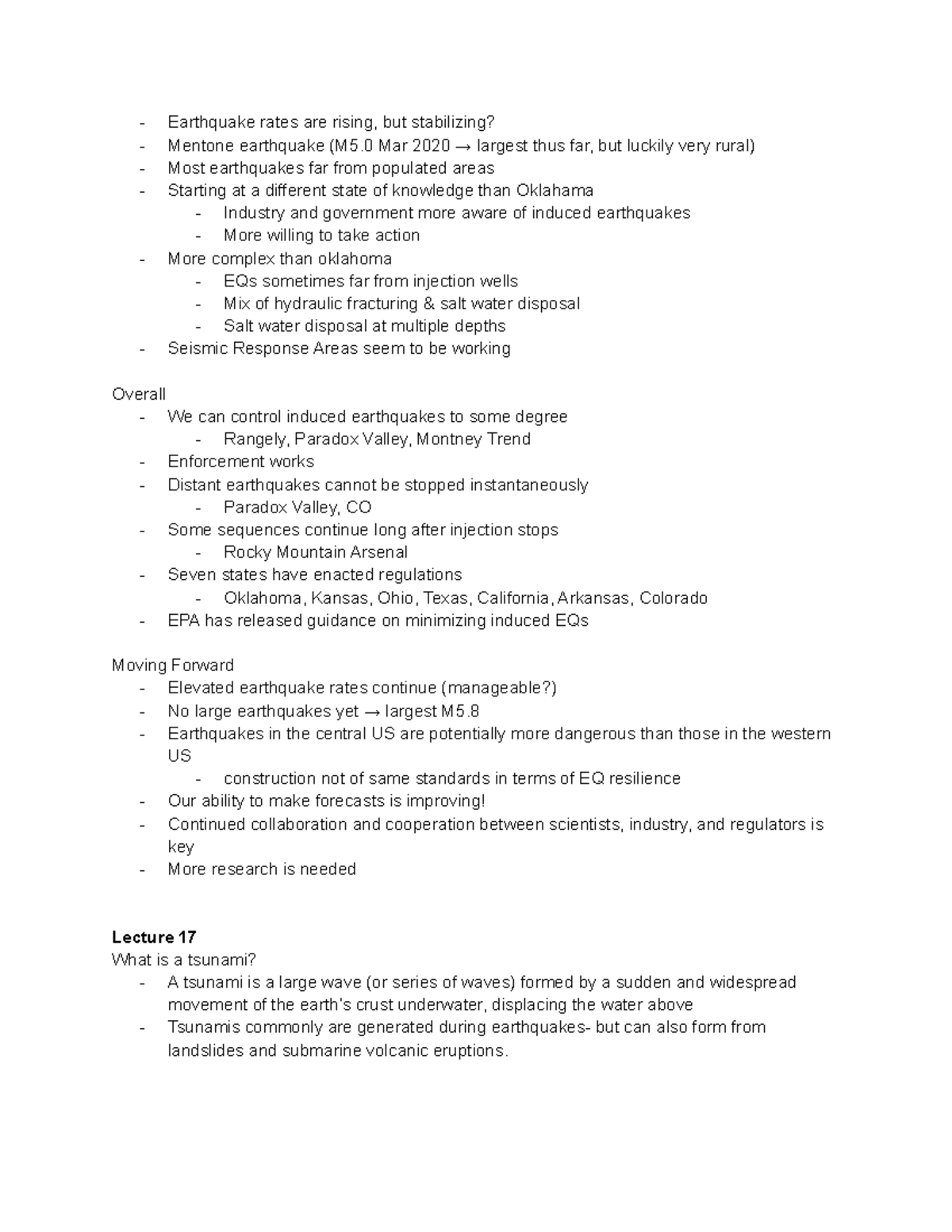 EPS C20 L17 - Lecture on tsunami notes - Earthquake rates are rising ...