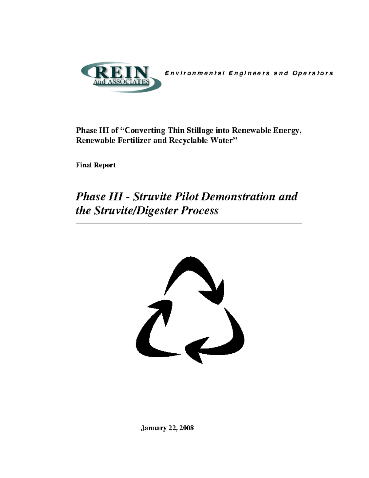 Struvite Pilot Demonstration and the Struvite Digester Process - E n v ...