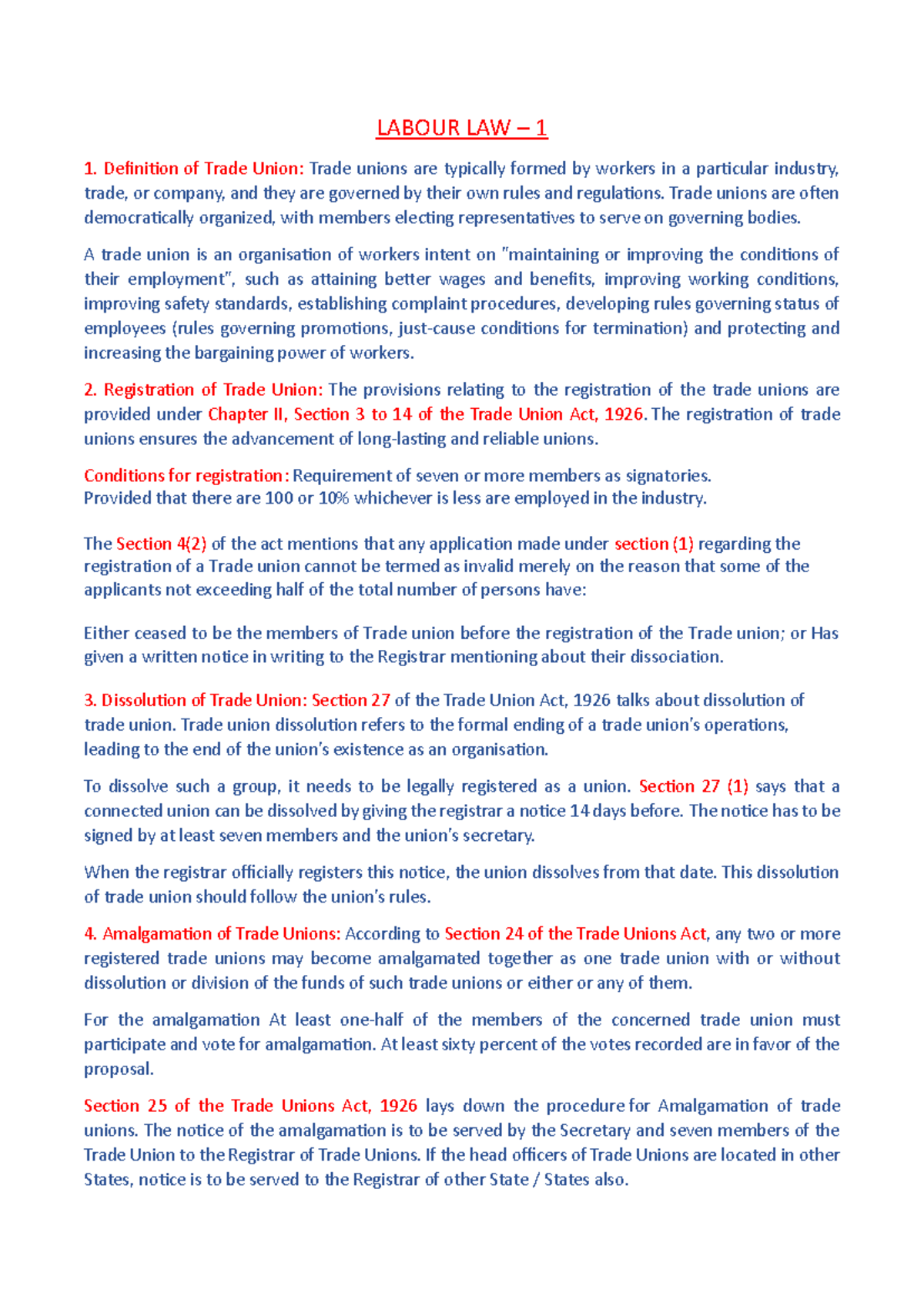 Labour LAW - 1 ( Semister - III) - LABOUR LAW – 1 1. Definition of ...