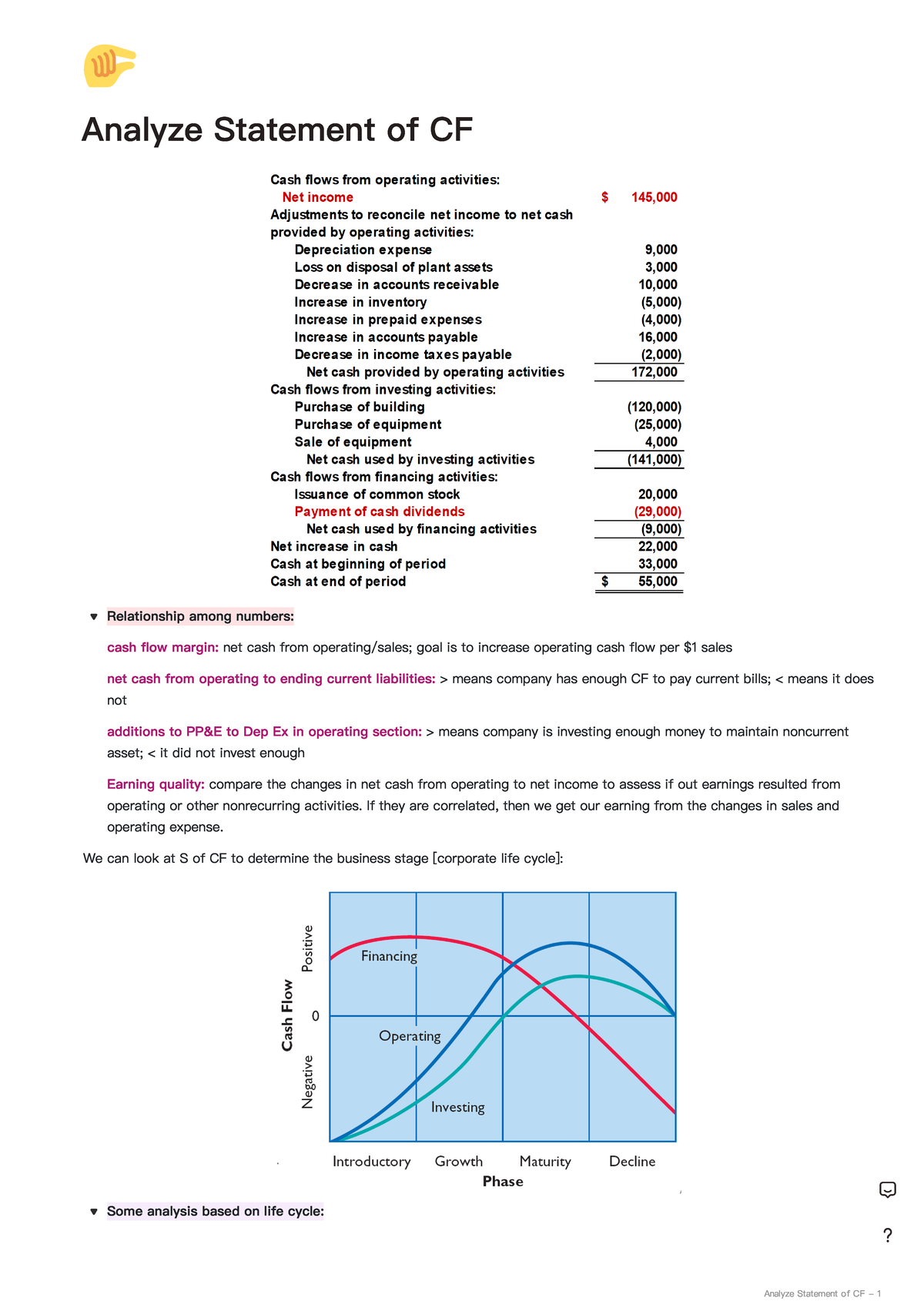 Analyze Statement of CF-Part 2 - Analyze Statement of CF - 1 Analyze ...
