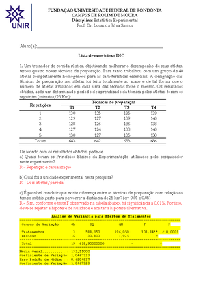 Tabela F - Tabela 4. Limites unilaterais da distribuição F de Fisher ...