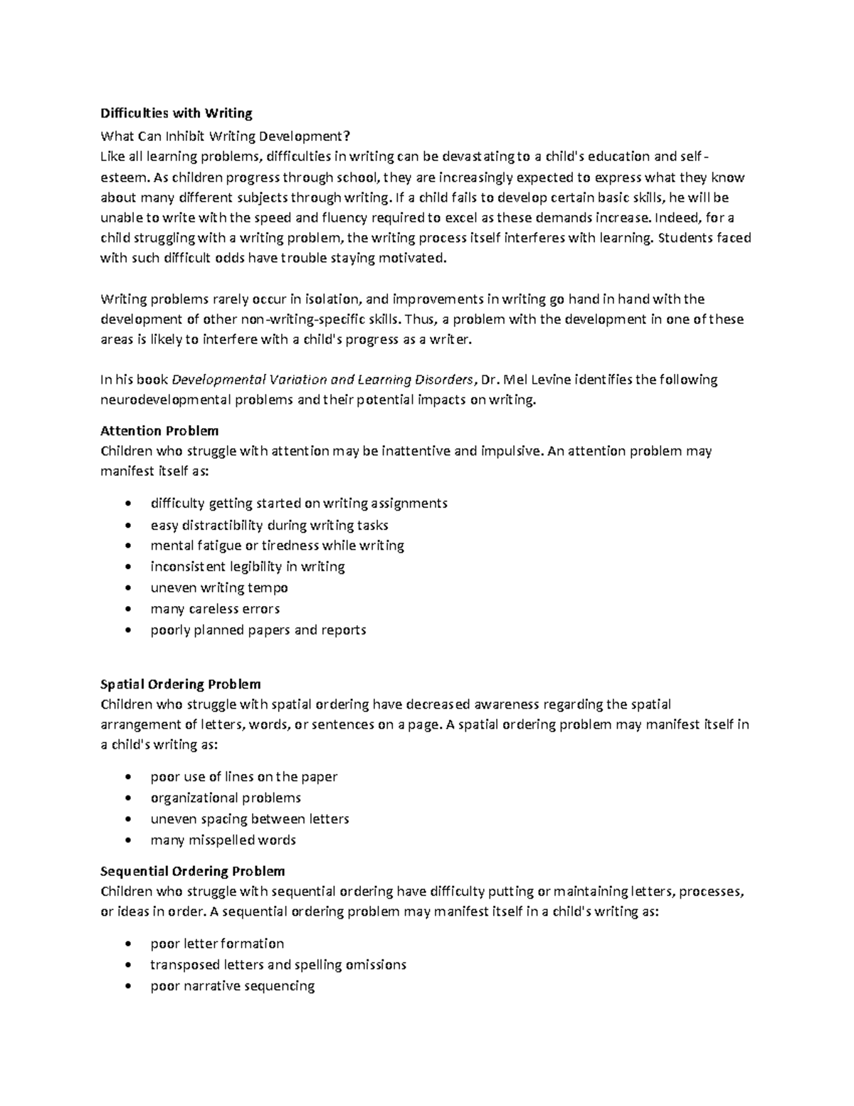 Common issues with writing - Difficulties with Writing What Can Inhibit ...