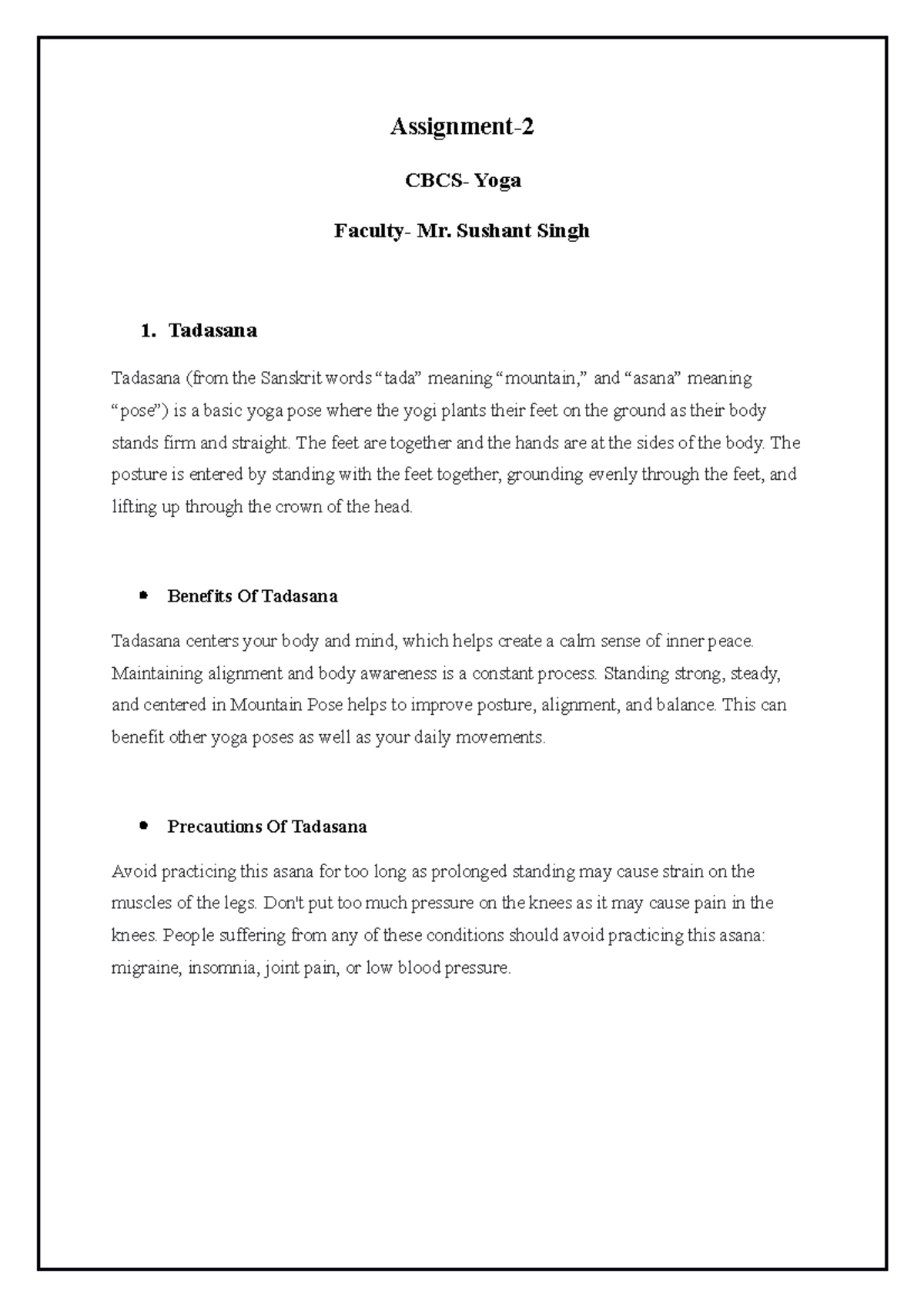 Assignment-2 (yoga) 04112022019 55 - Assignment- CBCS- Yoga Faculty- Mr ...