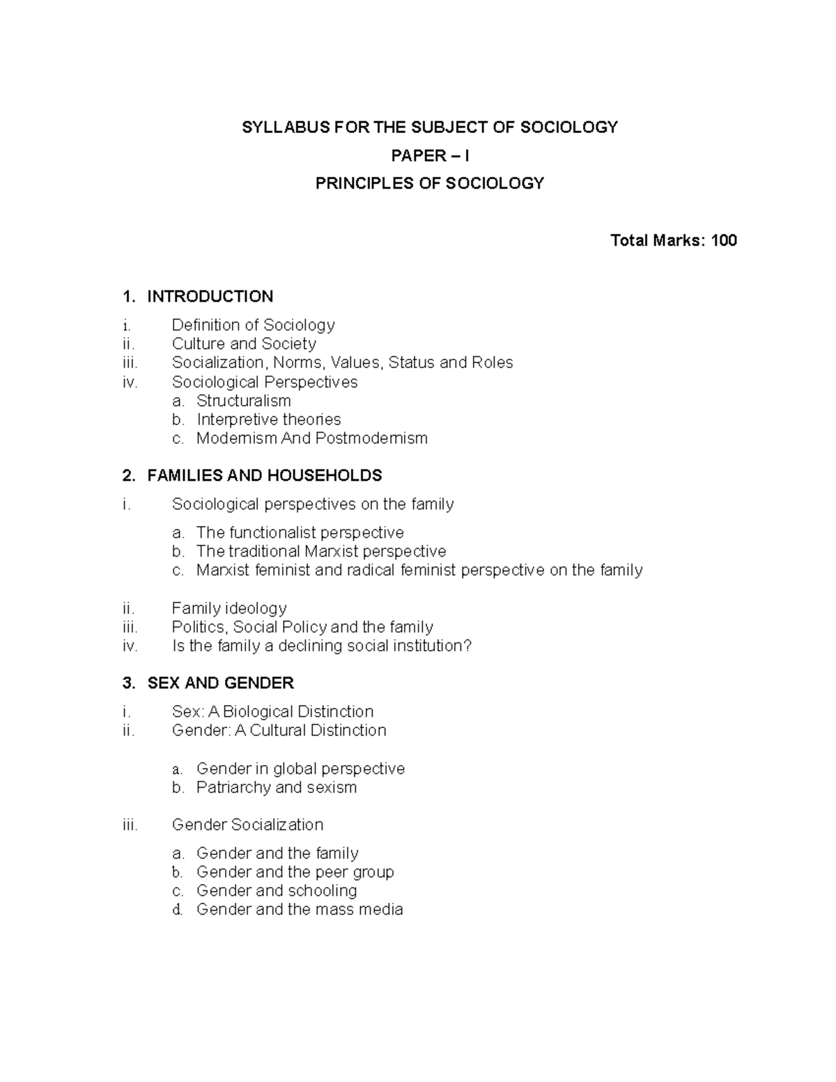 Sociology Good SYLLABUS FOR THE SUBJECT OF SOCIOLOGY PAPER I sociology-good-syllabus-for-the-subject-of-sociology-paper-i
