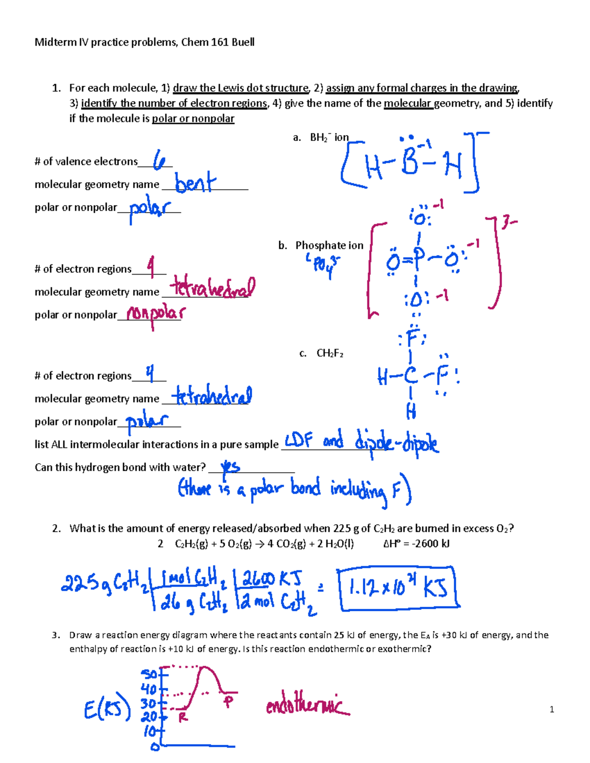 Midterm IV Practice Problems Answers - Midterm IV practice problems ...