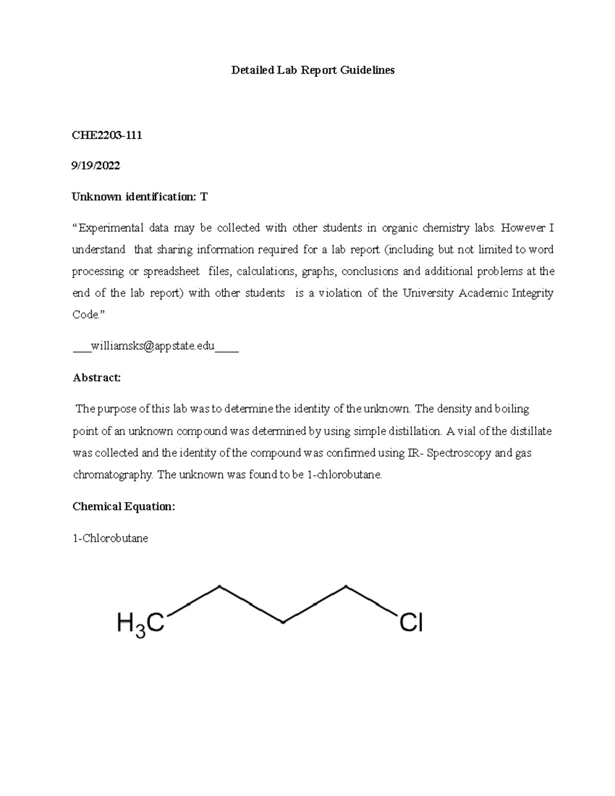 Unknown Identification lab 1 - Detailed Lab Report Guidelines CHE2203 ...