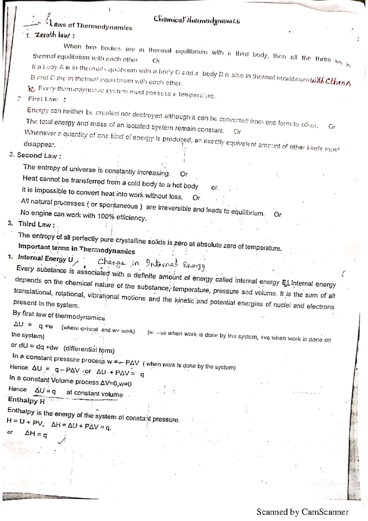 Chemistry- Chemical Thermodynamics - Btech Civil engineering - Studocu