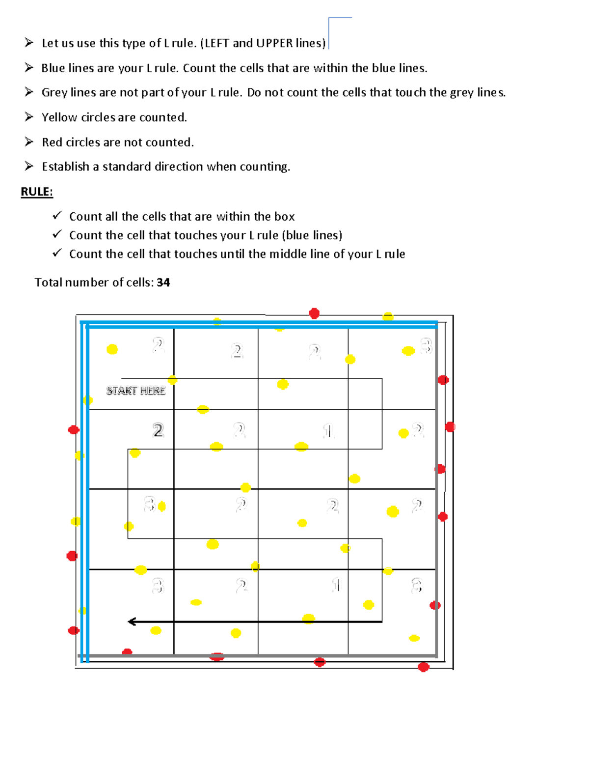CELL Counting - Let us use this type of L rule. (LEFT and UPPER lines ...
