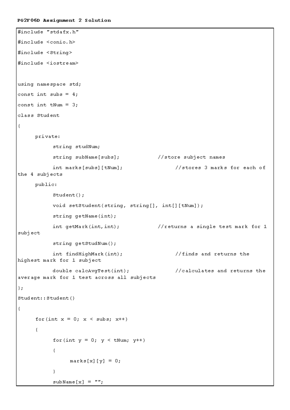 PG2F06D Assignment 2 Solution - PG2F06D Assignment 2 Solution #include "stdafx" #include - Studocu
