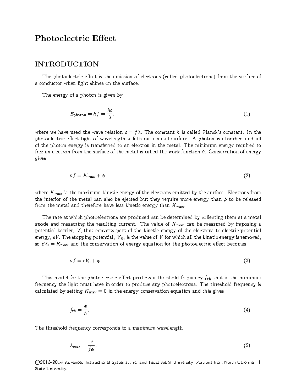 Photoelectric effect data Analysis - Photoelectric Effect INTRODUCTION ...
