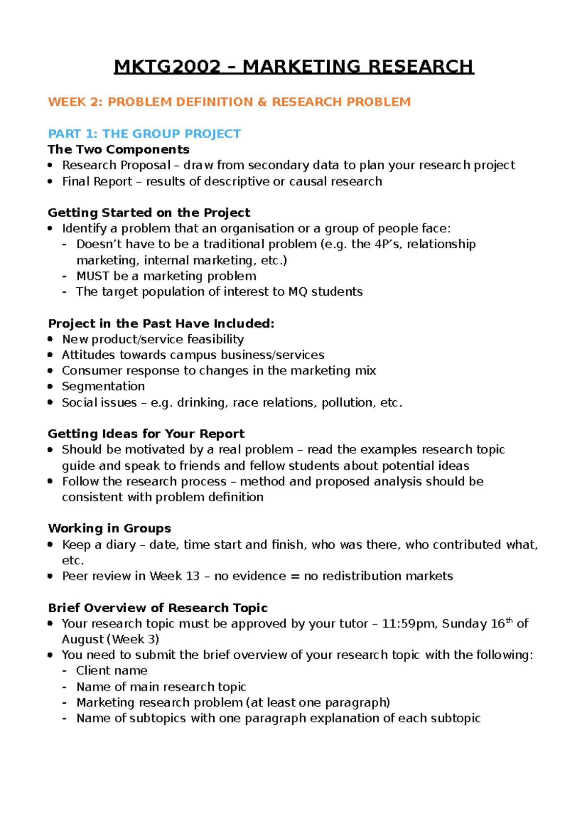 1 Problem Definition Research Problem MKTG2002 MARKETING 