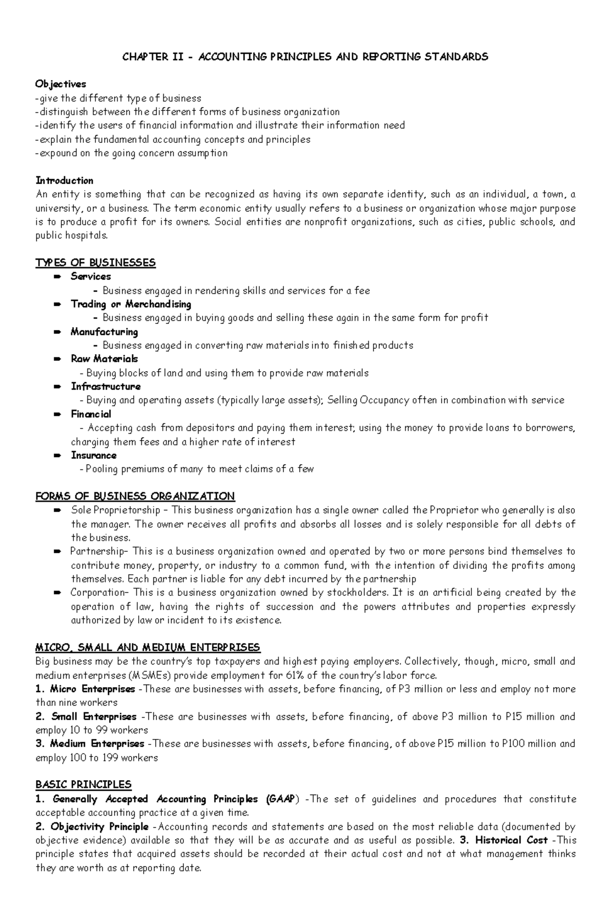 Chapter II Accounting Principles and Reporting Standards - CHAPTER II ...