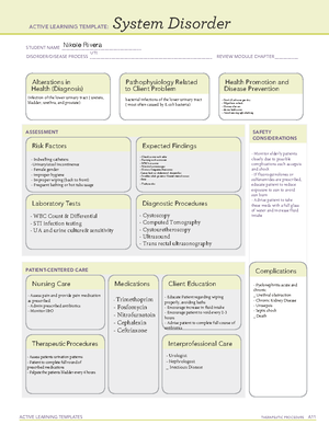 Nikole Rivera-NURS113-DVT-PAD- System Disorder Template - NURS 120 - Studocu
