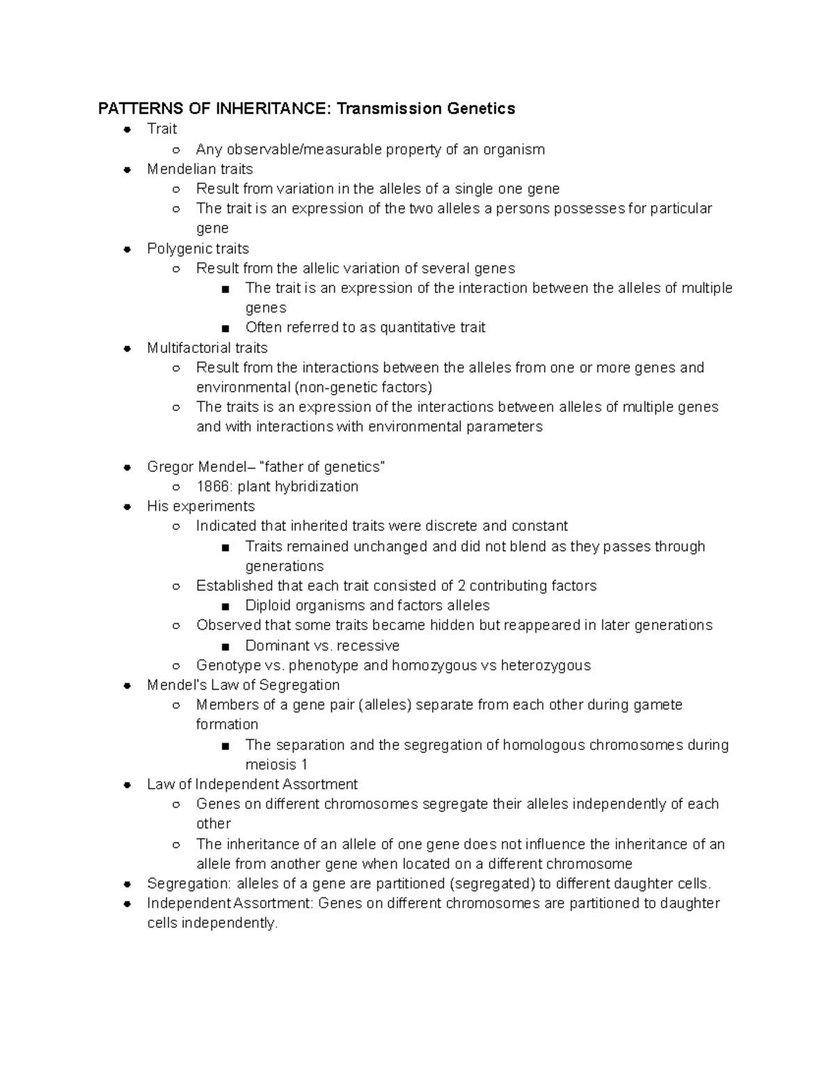 Med Gen Powerpoint 2 Part 1 - PATTERNS OF INHERITANCE: Transmission ...