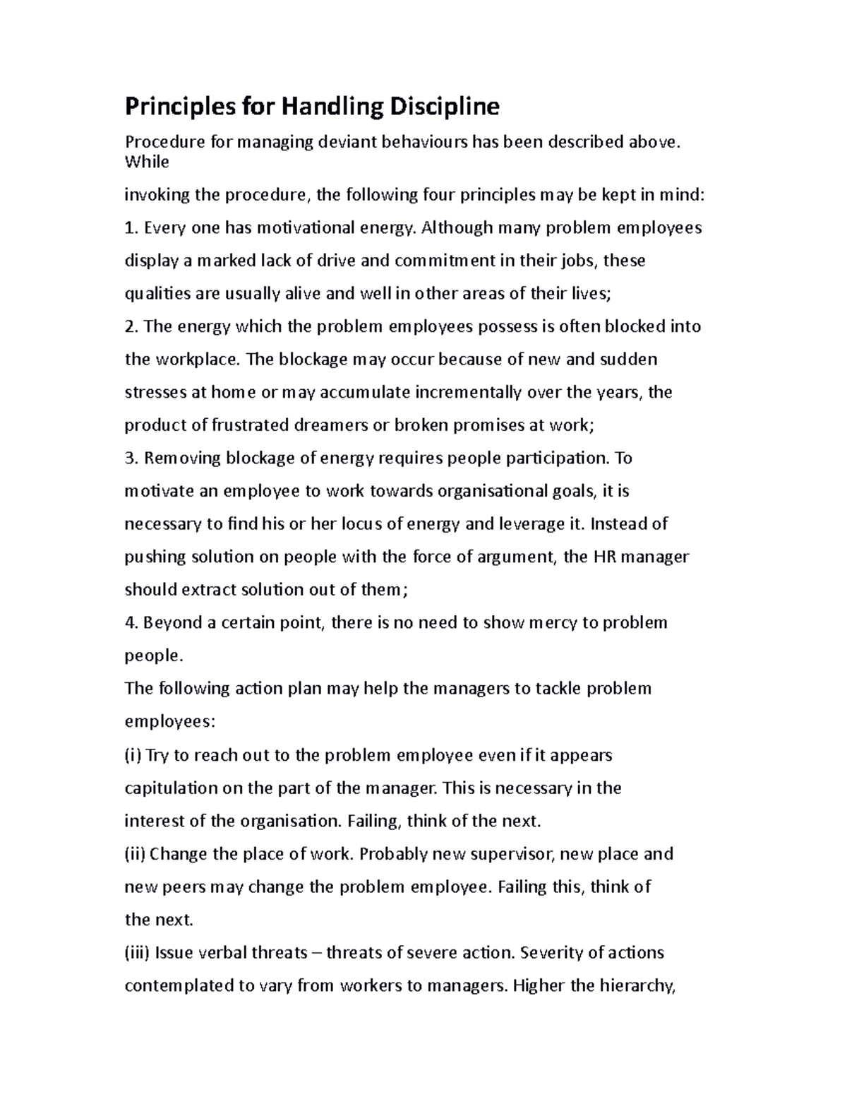 Principles for Handling Discipline notes - Principles for Handling ...