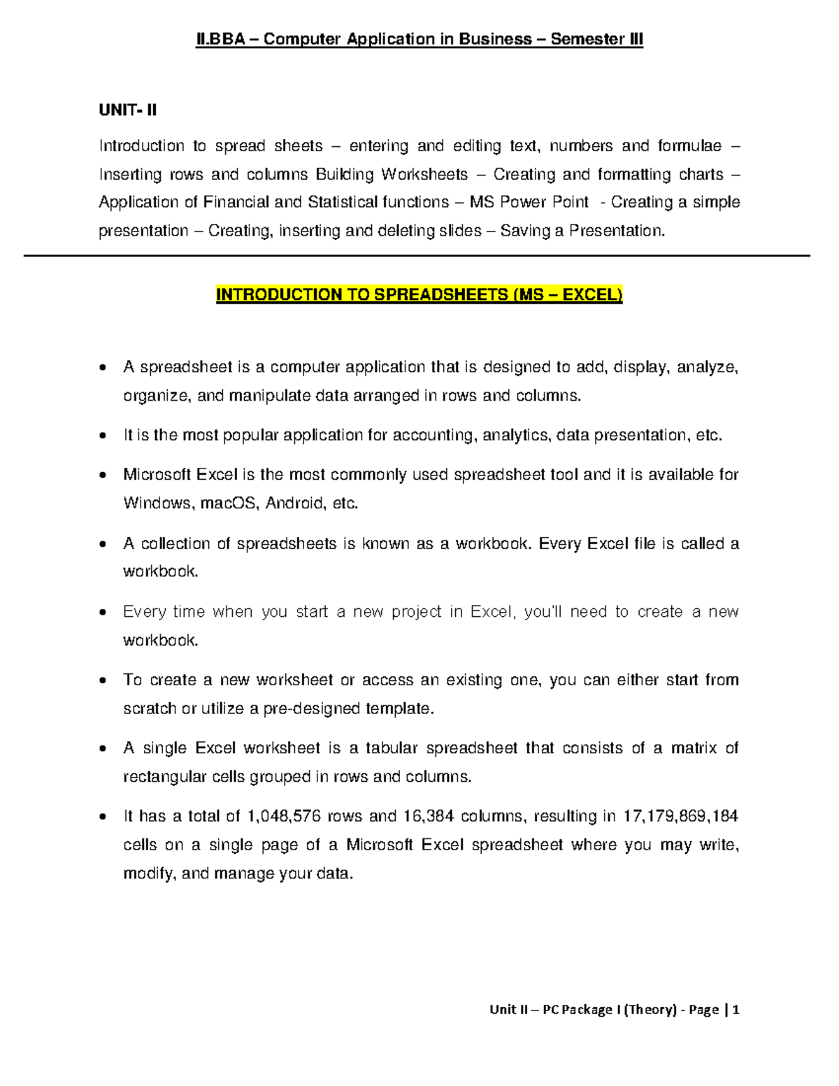 CAB - 2BBA - Unit 2 - Notes - II – Computer Application in Business ...