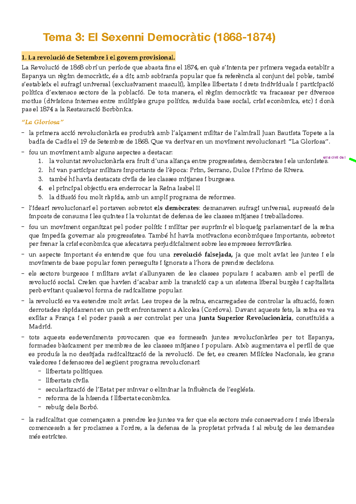 EL Sexenni Democràtic - Apunts classe - Tema 3: El Sexenni Democràtic ...