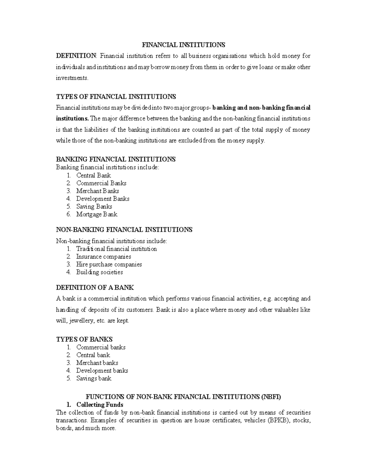 5524 Lesson Note Financial Institutions - FINANCIAL INSTITUTIONS ...