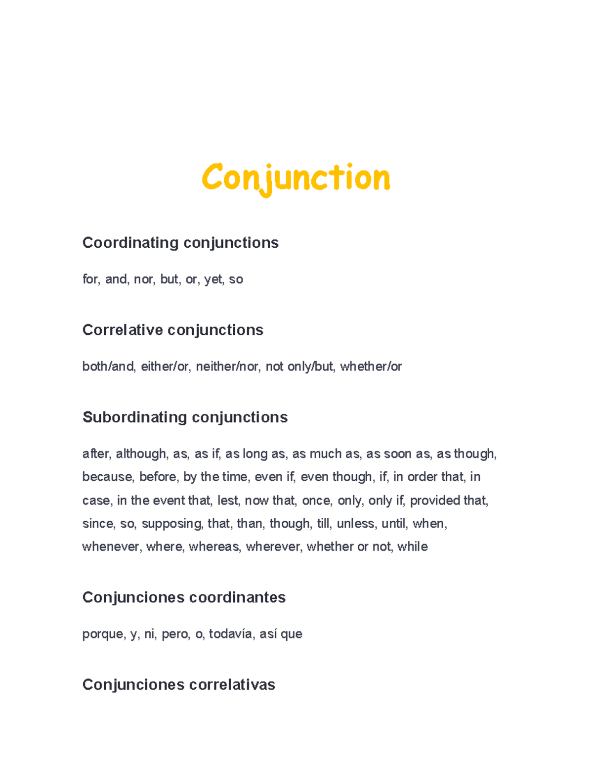 Imprimir conjuciones - ayuda sobre,conjuction inm english - Conjunction ...