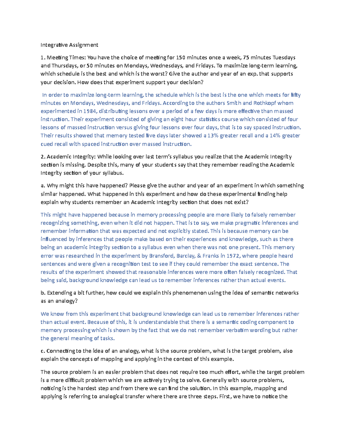 Integrative Assignment - Integrative Assignment Meeting Times: You have the choice of meeting ...