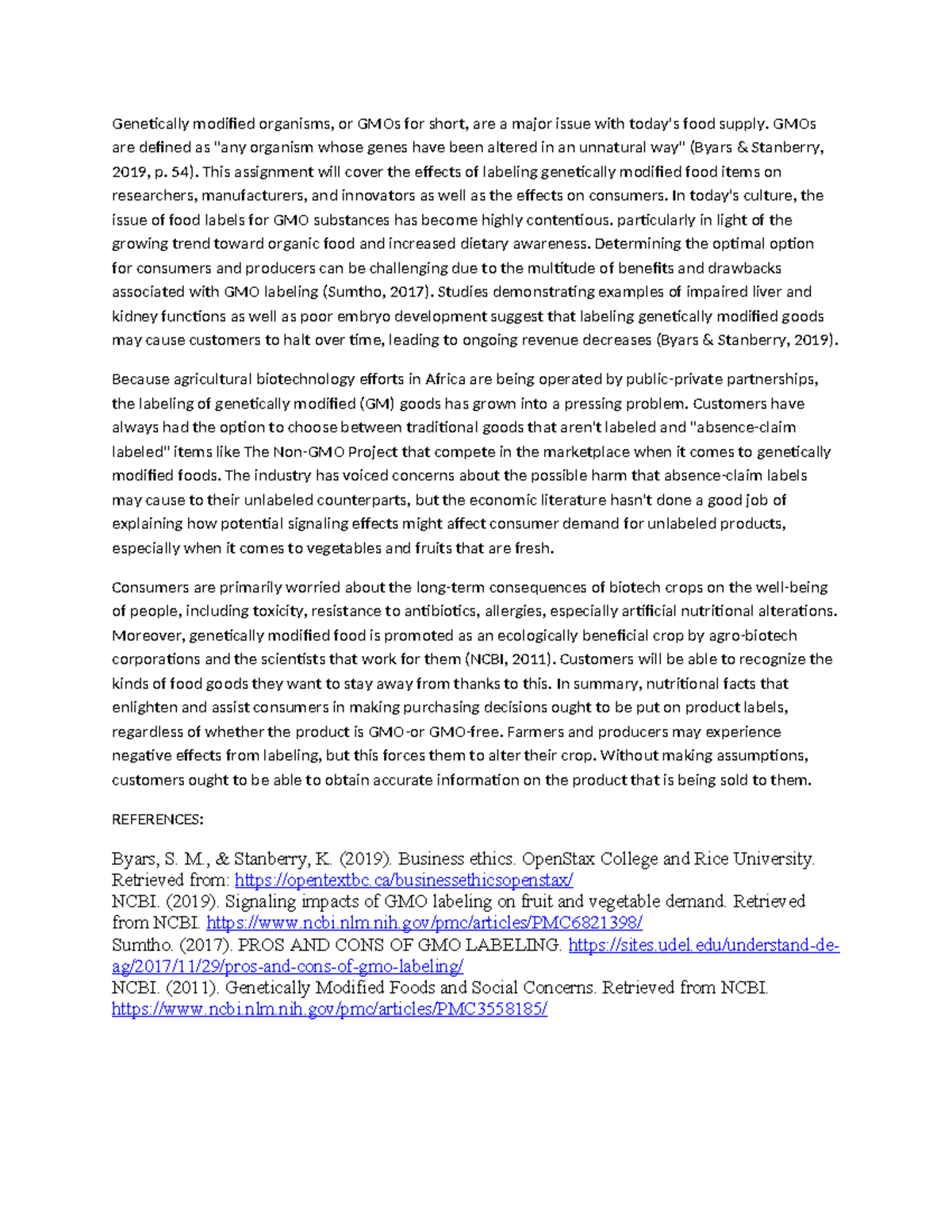 PHIL 1404 learning journal unit 6 - Genetically modified organisms, or ...