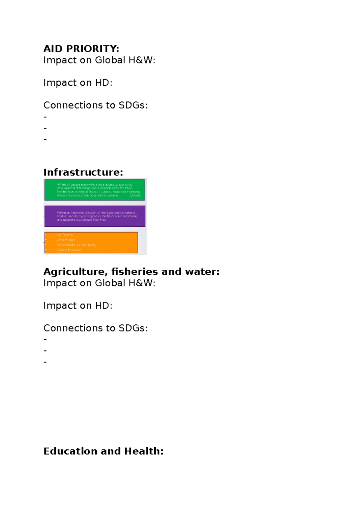 HHD QUE Cards - hhd - AID PRIORITY: Impact on Global H&W: Impact on HD ...