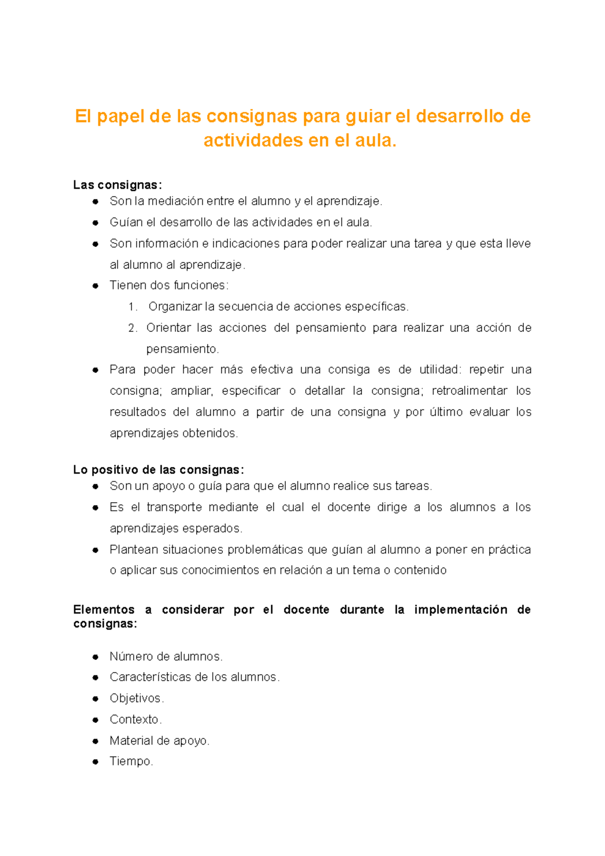 Análisis Consignas en el aula - El papel de las consignas para guiar el ...