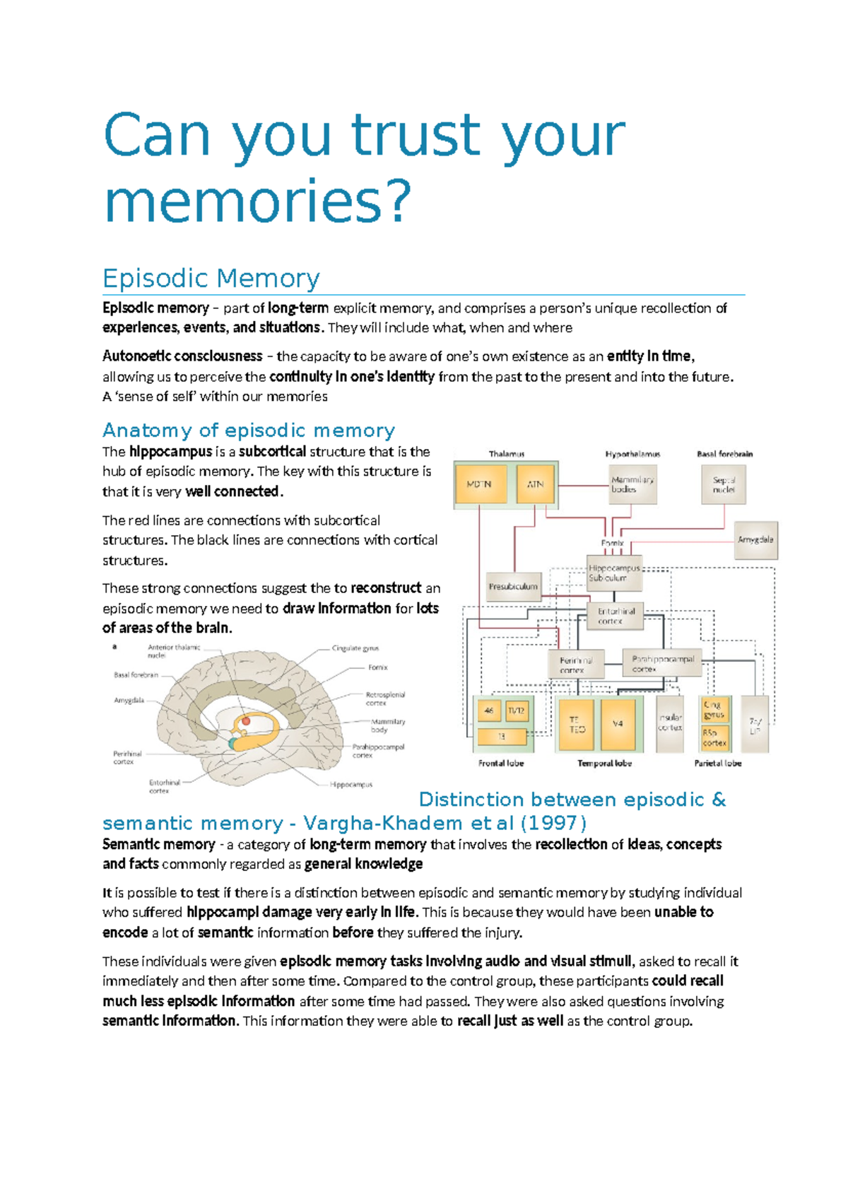 Can you trust your memories - Can you trust your memories? Episodic ...