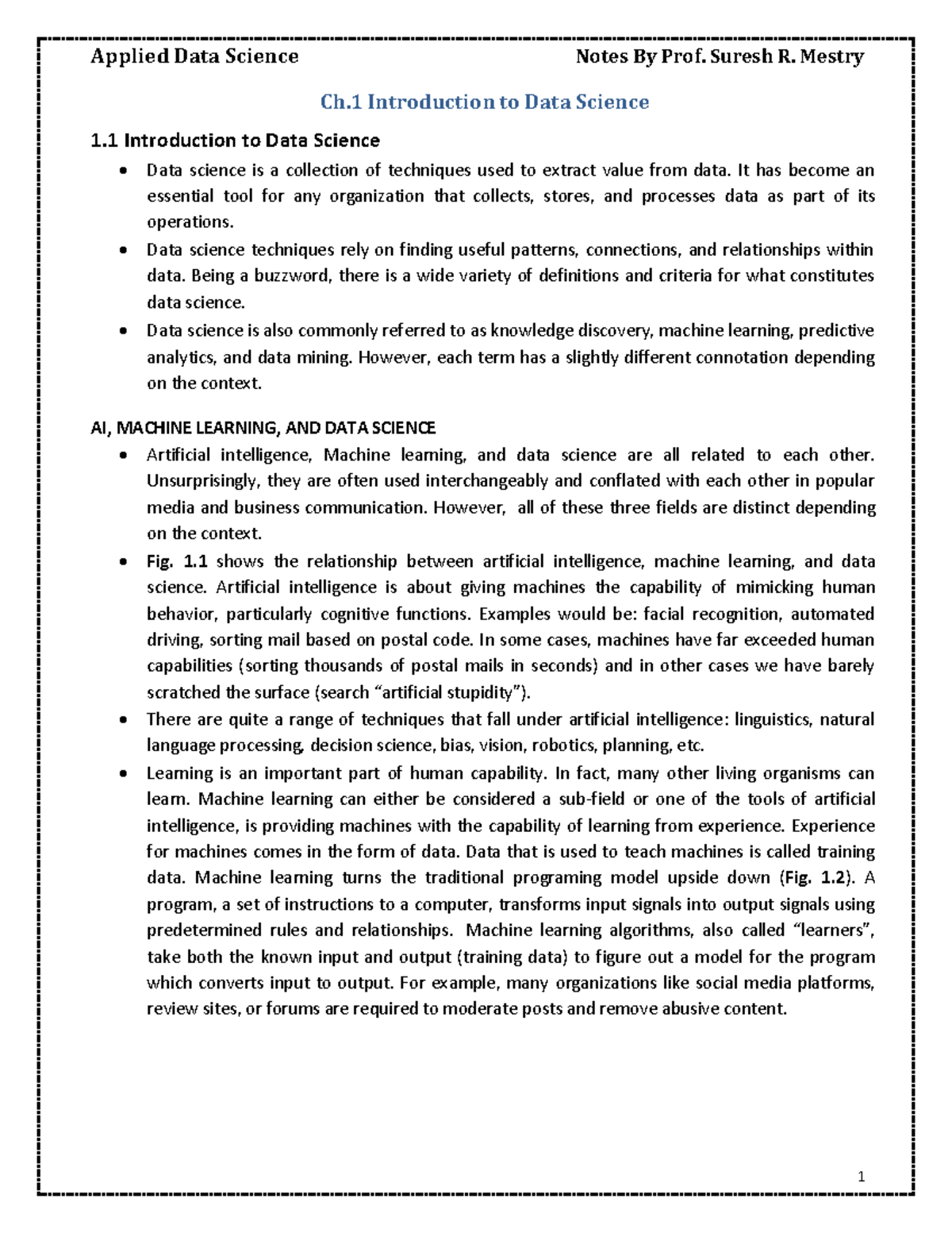 Applied Data Science Sem8 2024 - Ch Introduction to Data Science 1 Introduction to Data Science ...