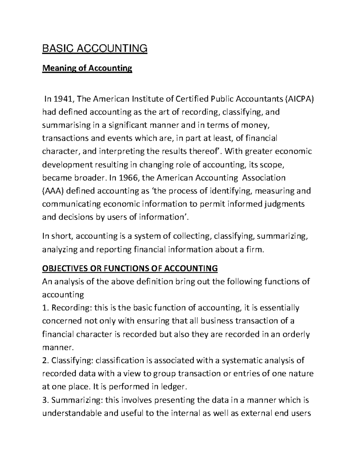 Basics of Accounting - BASIC ACCOUNTING Meaning of Accounting In 1941 ...