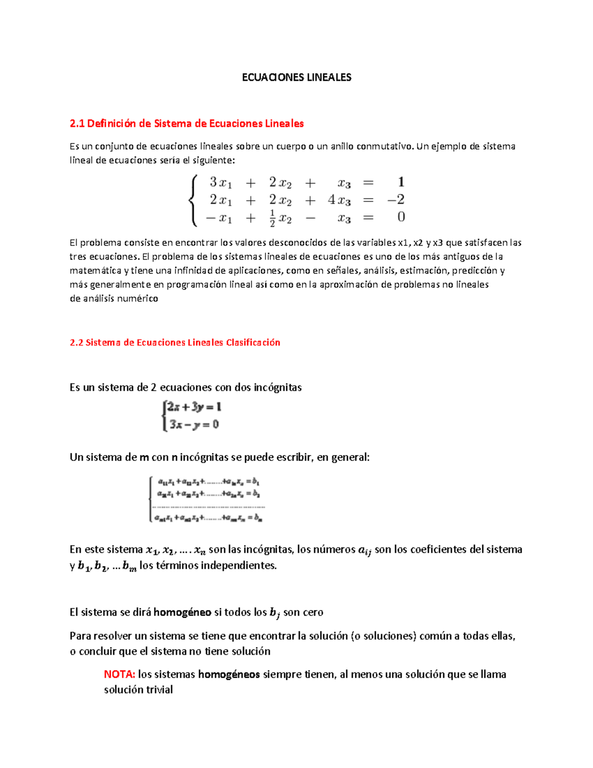 Ecuaciones lineales con matrices egerg - ECUACIONES LINEALES 2 - Studocu