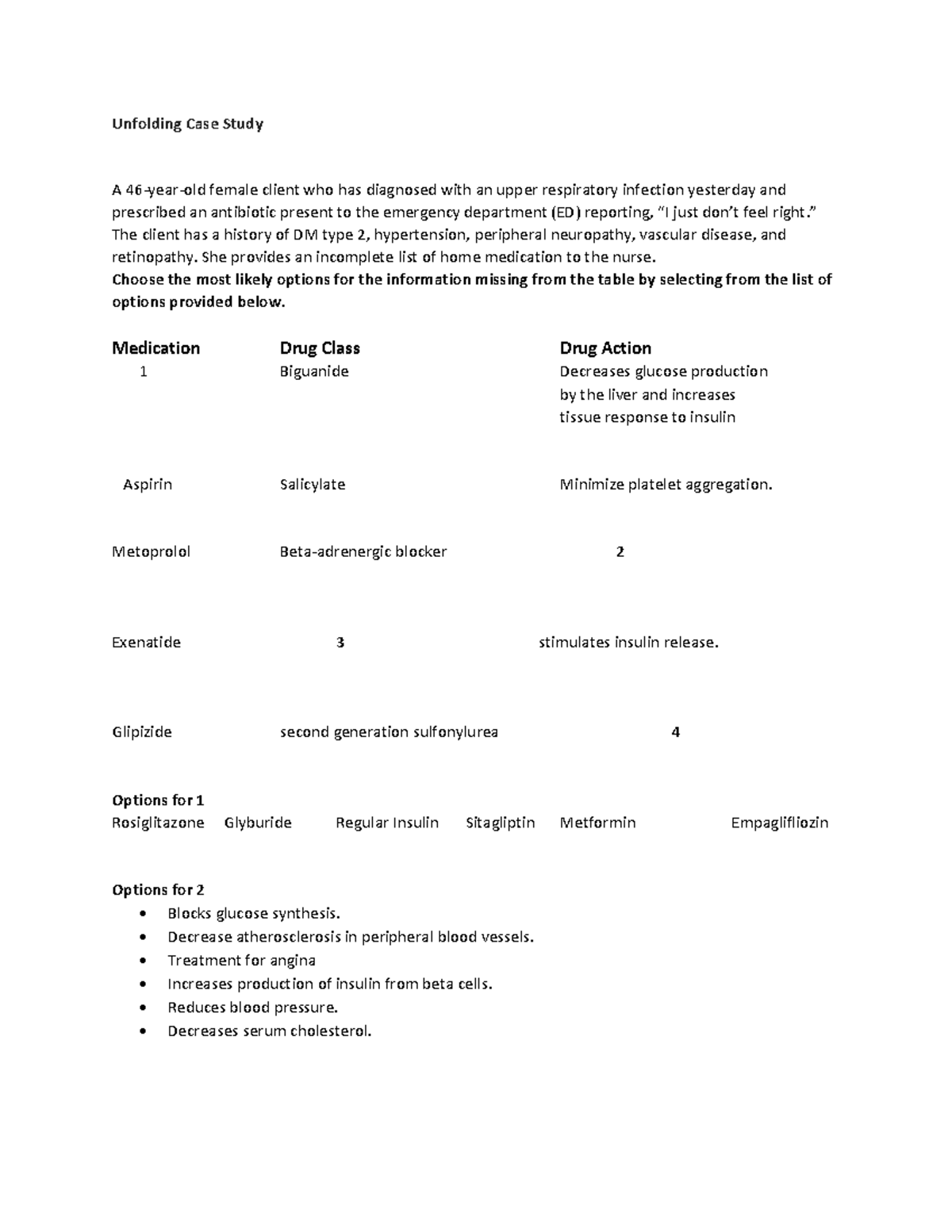 Unfolding case study Unit 2 - Unfolding Case Study A 46-year-old female ...