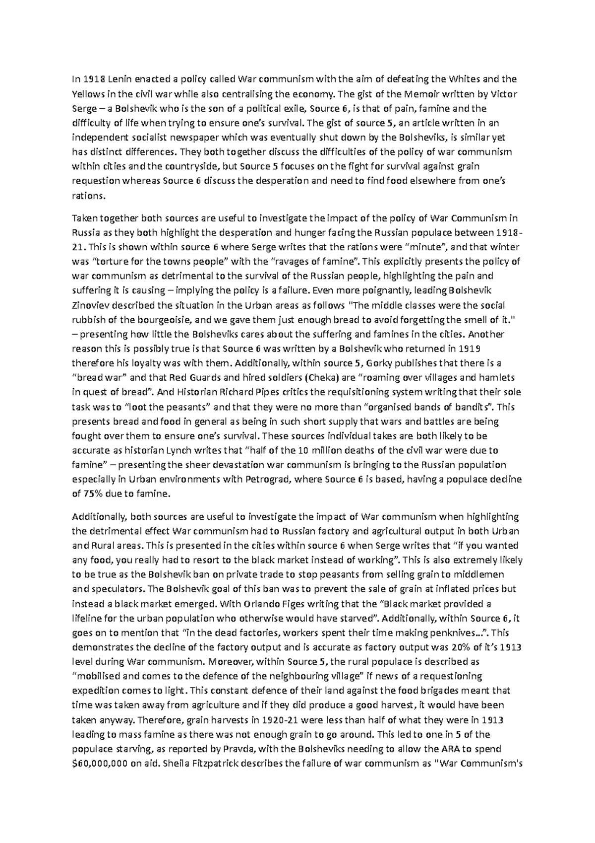 War communism assessment - In 1918 Lenin enacted a policy called War ...