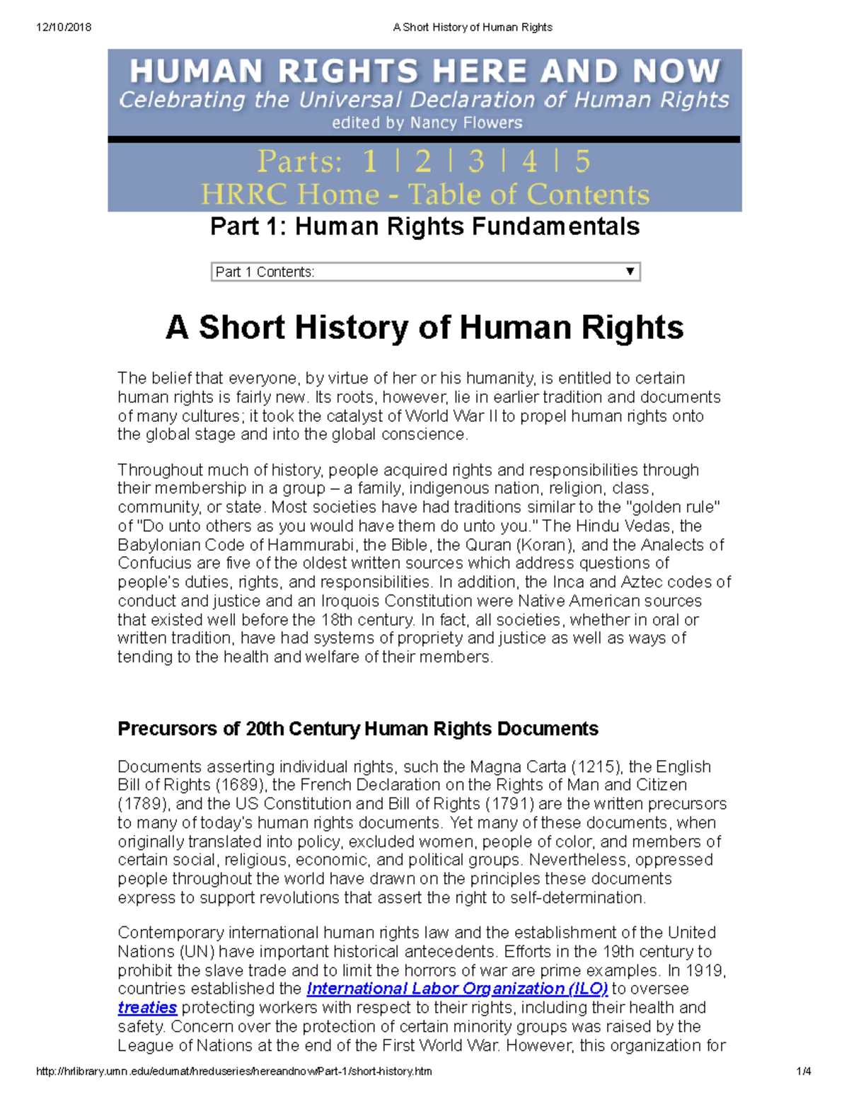 A Short History of Human Rights - 12/10/2018 A Short History of Human ...