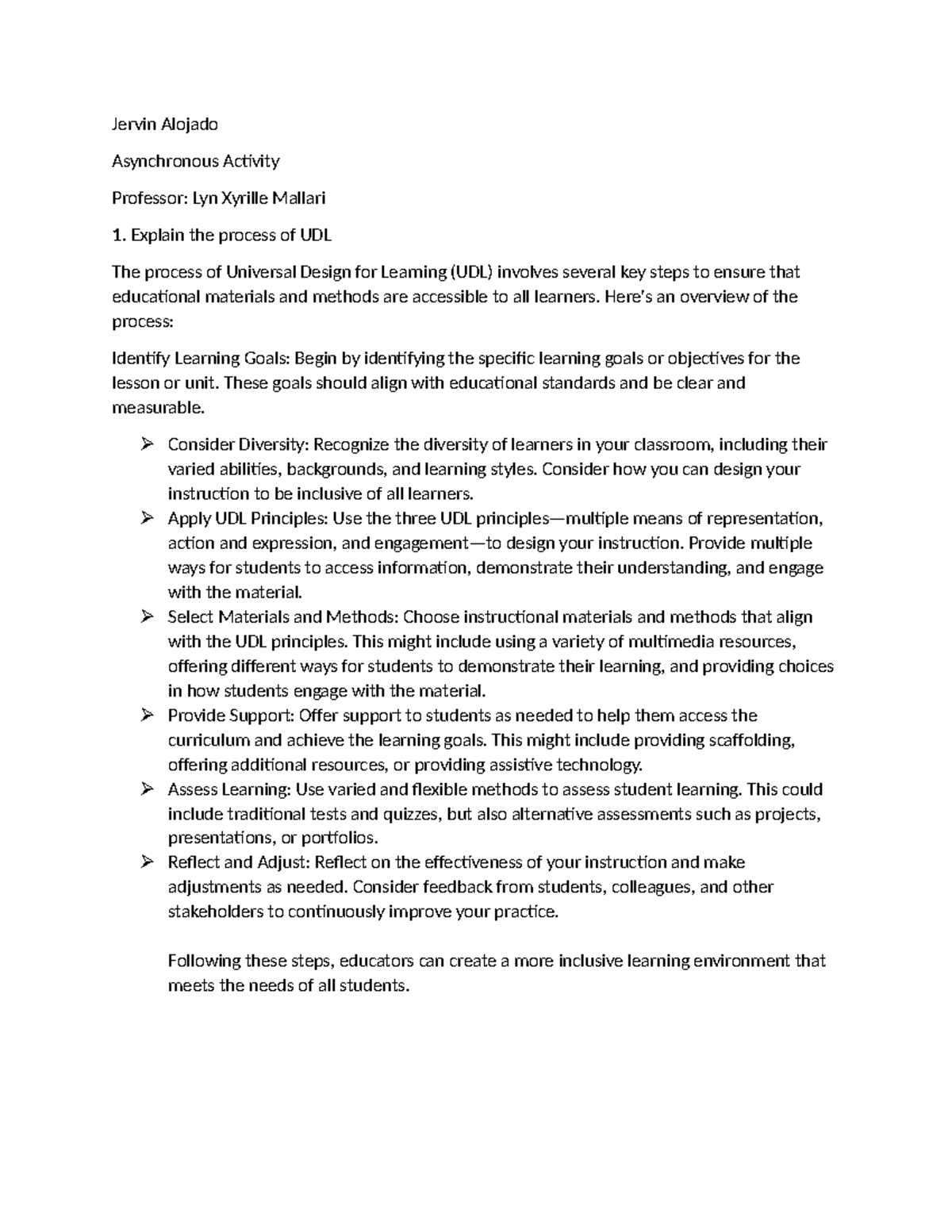 Asynchronous Activity prof xyrille - Jervin Alojado Asynchronous ...