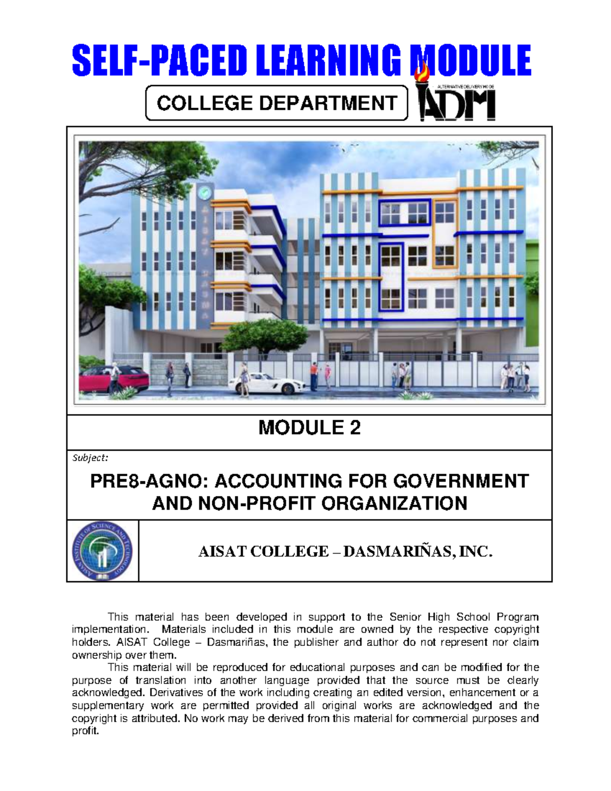 CSC PRE8 AGNO Module 2 - discussion - SELF-PACED LEARNING MODULE MODULE ...